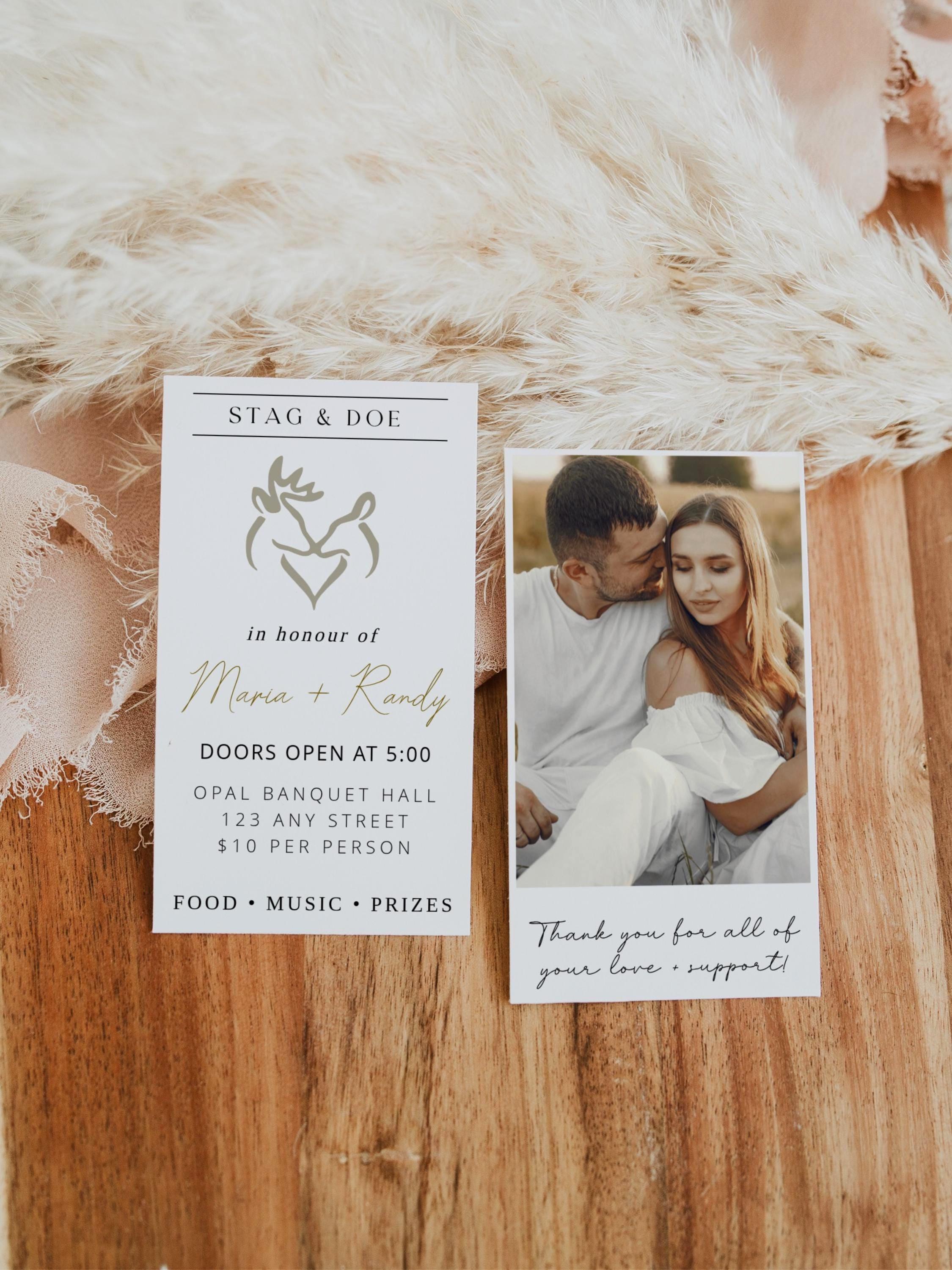 Editable Stag & Doe Ticket Template, Printable Custom Photo Invites ...