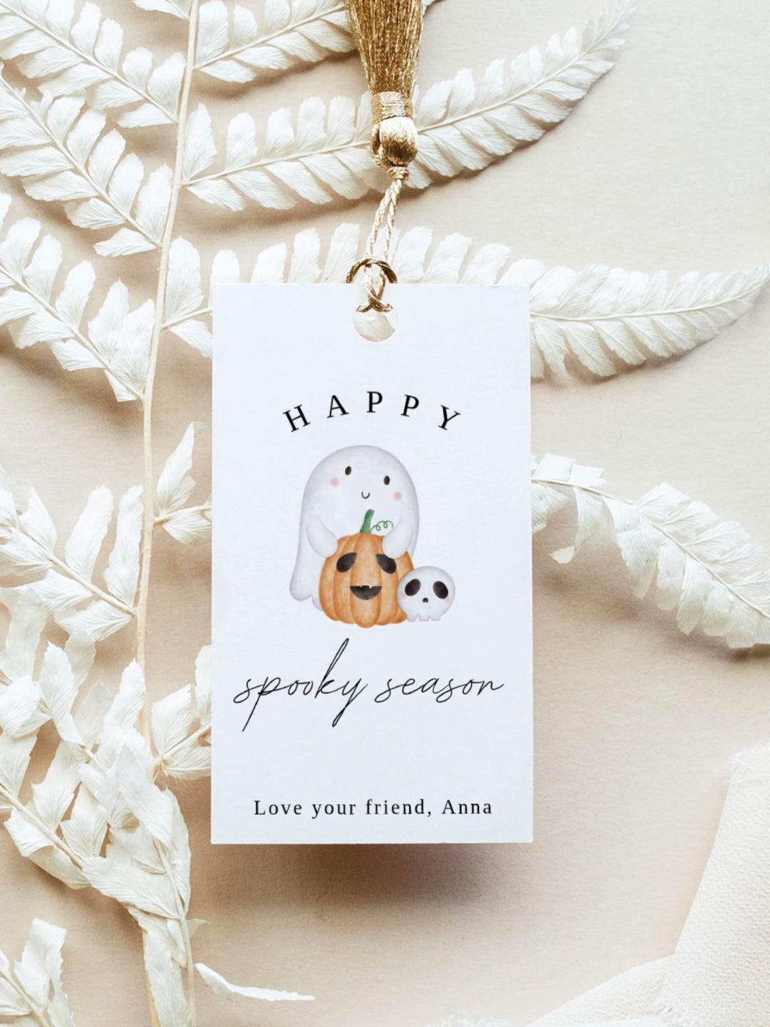Happy Halloween Treat Bag Tag Template, Printable Cute Spooky Season ...