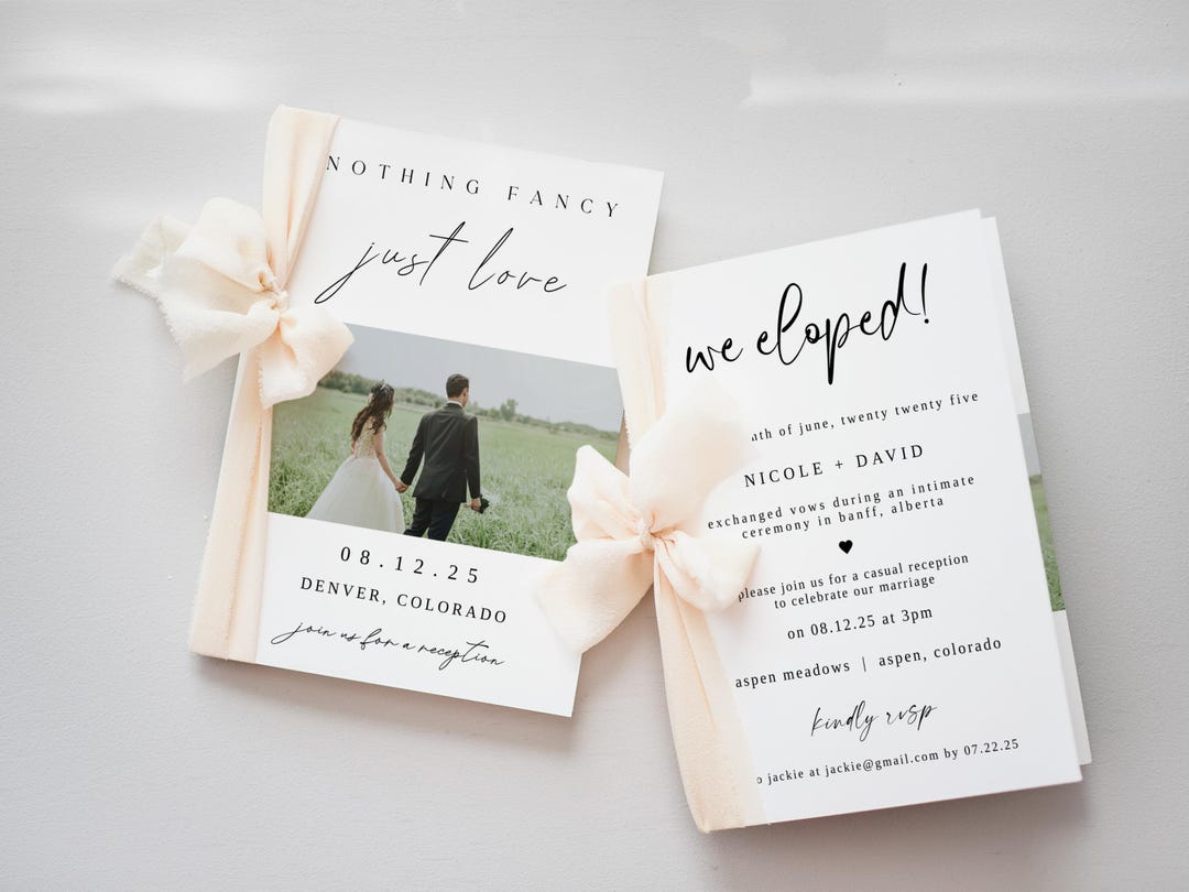 Modern Editable Elopement Party Invitation Template, Printable Custom ...