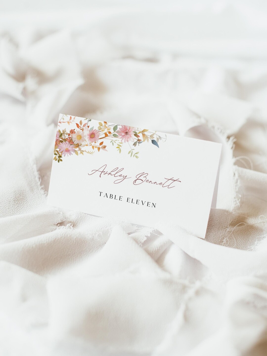 Editable Wildflower Place Card Template, Printable Floral Wedding Seat ...