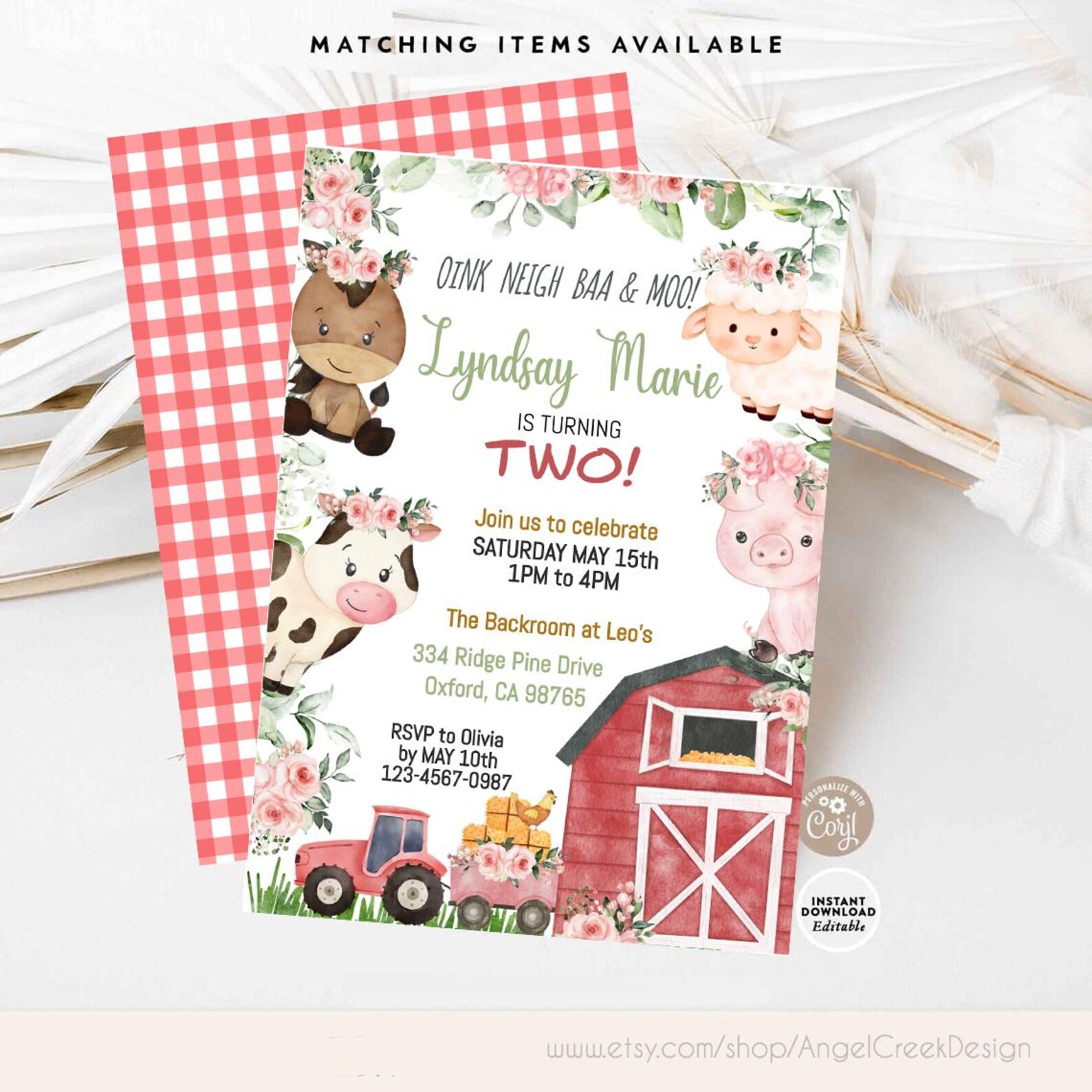 Editable Farm Animal Invitation, Barnyard Invite, Digital Download ...