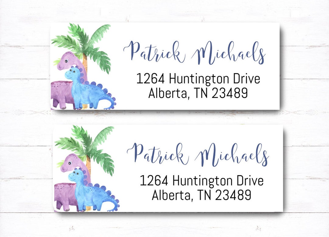 Editable Dinosaur Labels Personalized Dinosaur Address - Etsy