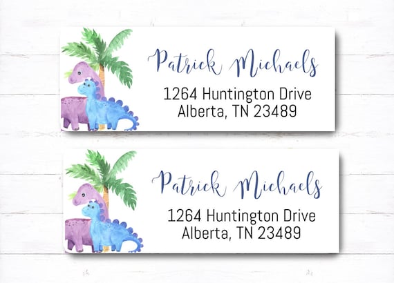Editable Dinosaur Labels Personalized Dinosaur Address - Etsy