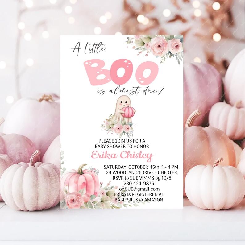 Editable Halloween A Little Boo is Due Invitation Baby Shower ...