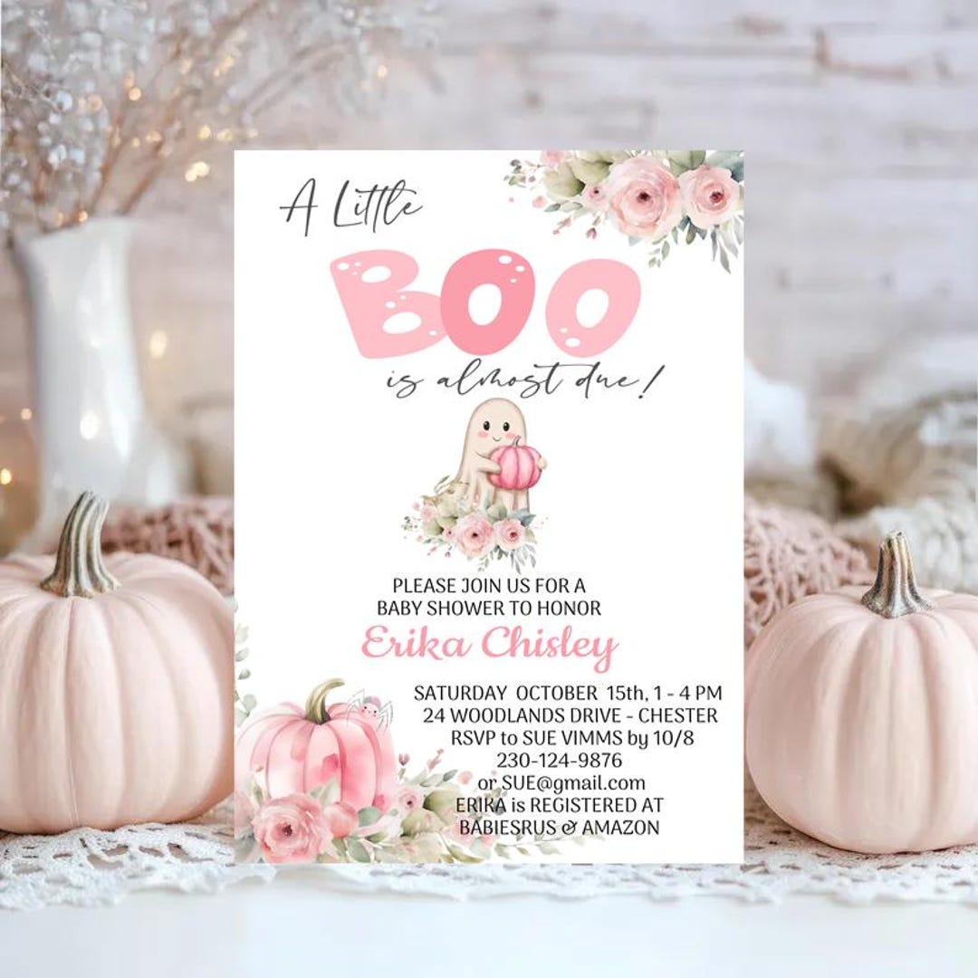Editable Halloween A Little Boo is Due Invitation Baby Shower ...