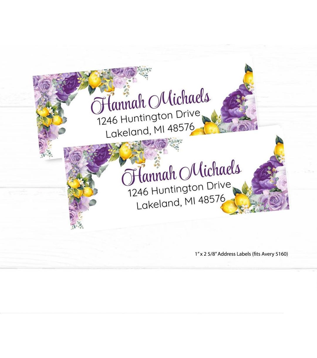 Editable Lavender Floral Lemon Labels Personalized Lilac Citrus Address ...