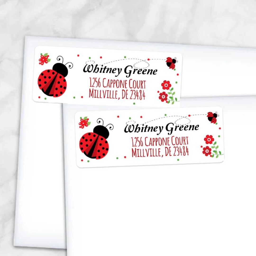 Editable Ladybug Labels, Personalized Ladybug Address Labels, Editable ...
