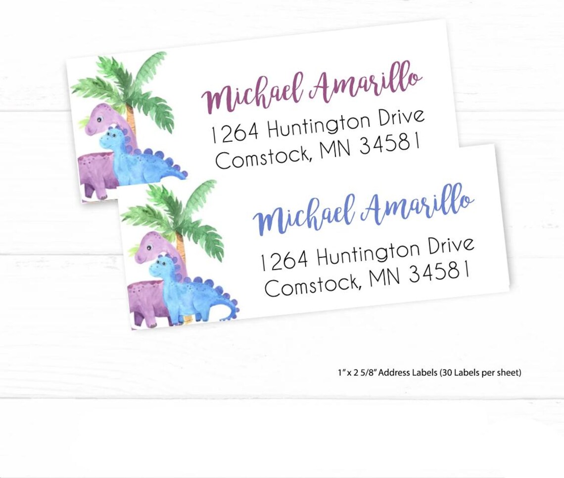 Editable Dinosaur Labels | Personalized Dinosaur Address Labels ...