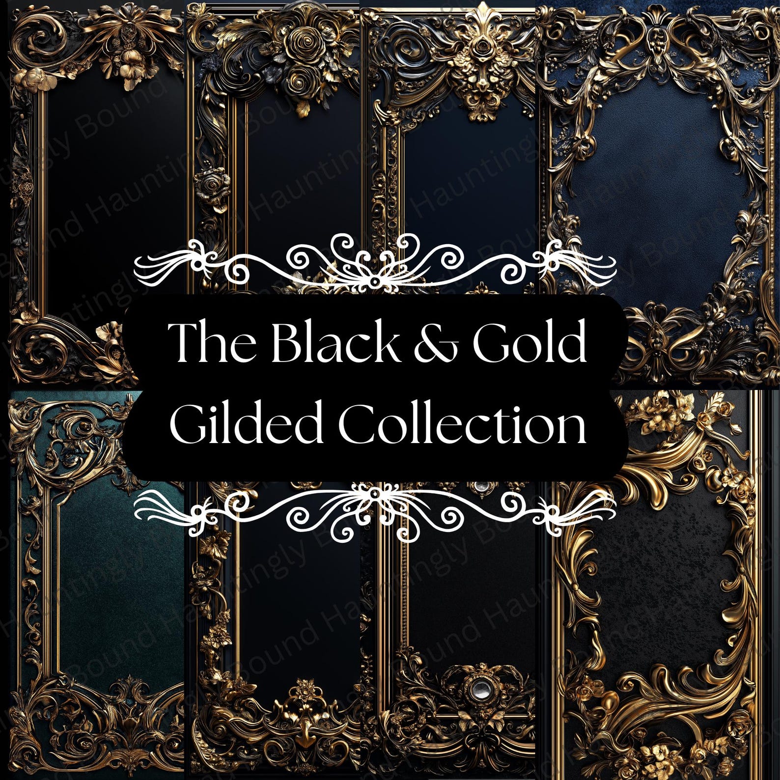 Black & Gold Gilded Book Covers - 14 Editable Designs for Authors - Etsy
