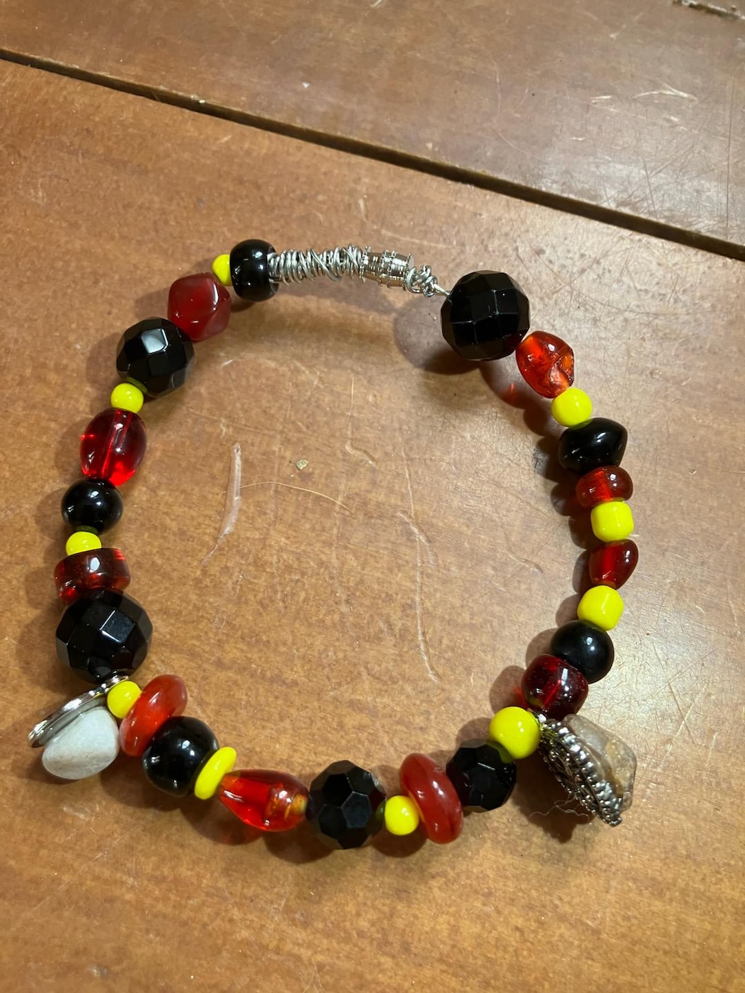 River Pebble Bracelet, Glass Beads, Heart and Love Charms, Pebbles From ...