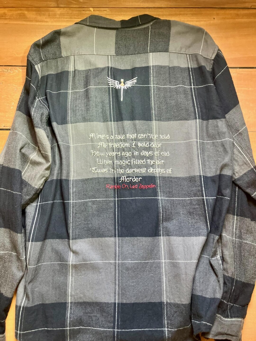 Embroidered Led Zeppelin Flannel Shirt: Lord of the Rings, Ramble on ...