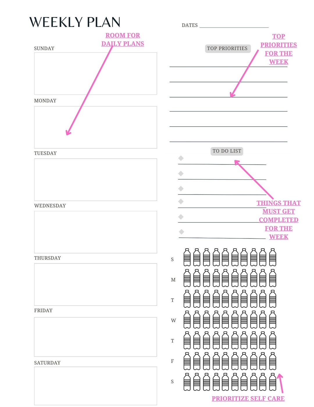 Printable Weekly Condensed Planner, Weekly Schedule, Weekly Agenda ...