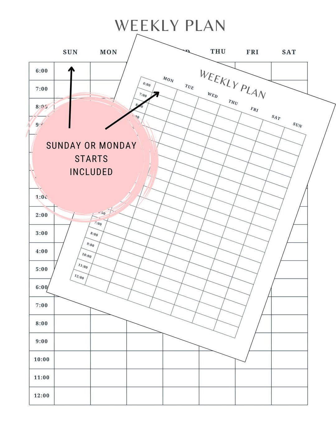 Weekly Hourly Planner Printable, Weekly Schedule, Daily Planner ...