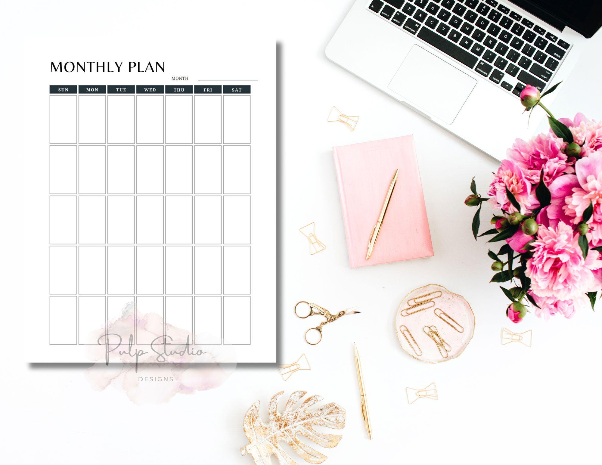 Printable Calendar | Monthly Planner | Minimal Calendar | Blank Monthly ...