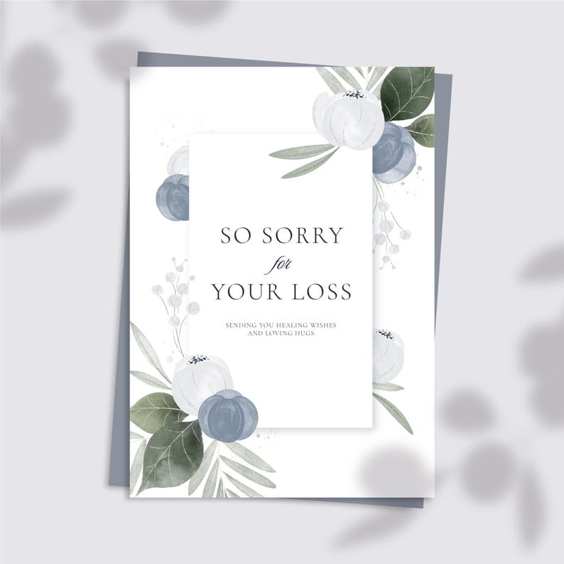 Floral Sympathy Card - Customisable Condolence Card for Loss - Digital ...