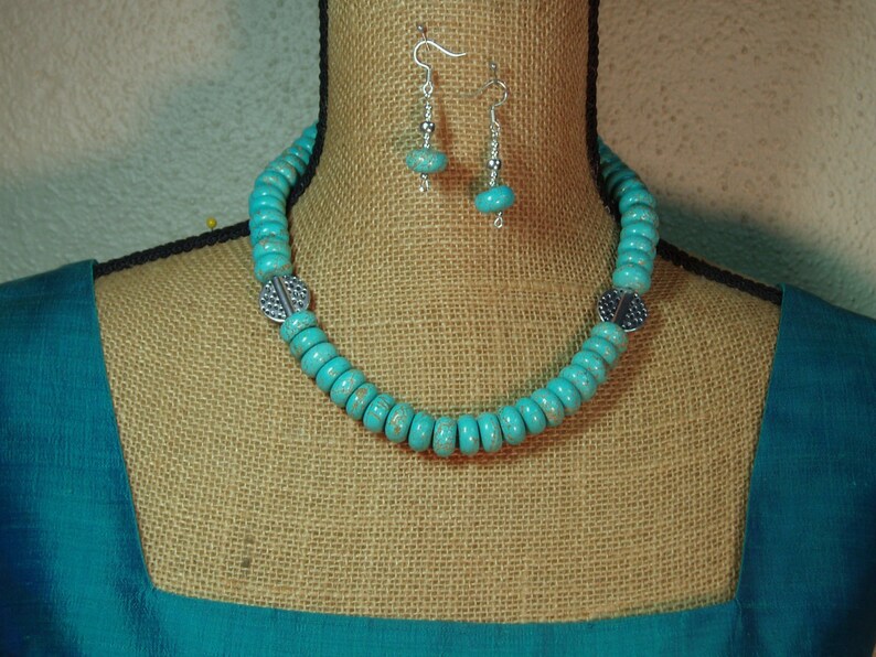 Huge Natural Arizona Turquoise Gemstone Roundels 925 Silver | Etsy