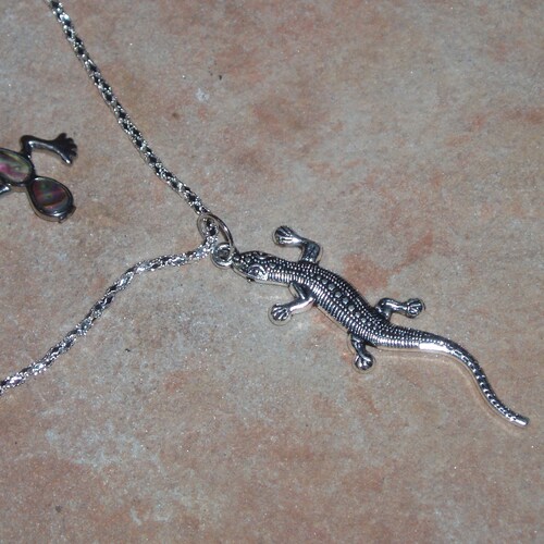 Lizard Necklace in Solid Sterling Silver Gecko Pendant - Etsy