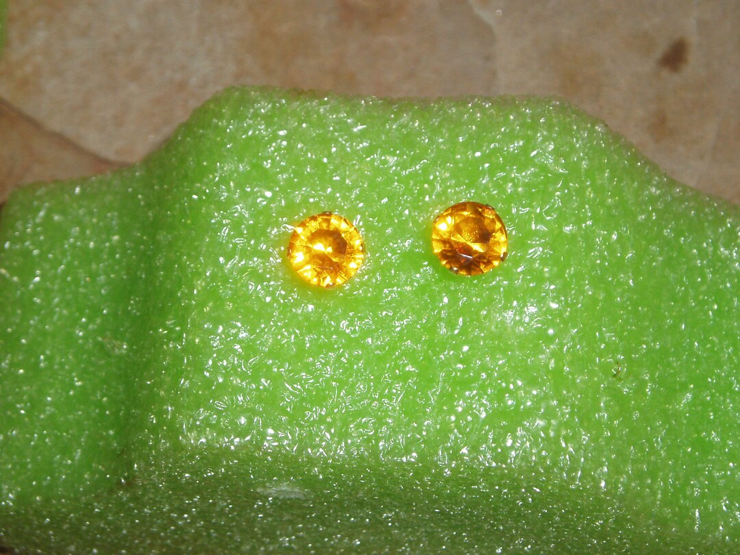 6mm, 1.50 Carat Real Yellow Diamond Gemstones, 18K Gold Filled Stud ...