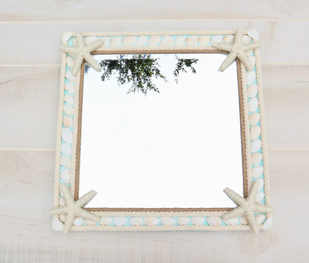 Beach Coastal Home Decor Mirror With Seashells and Starfish - Etsy