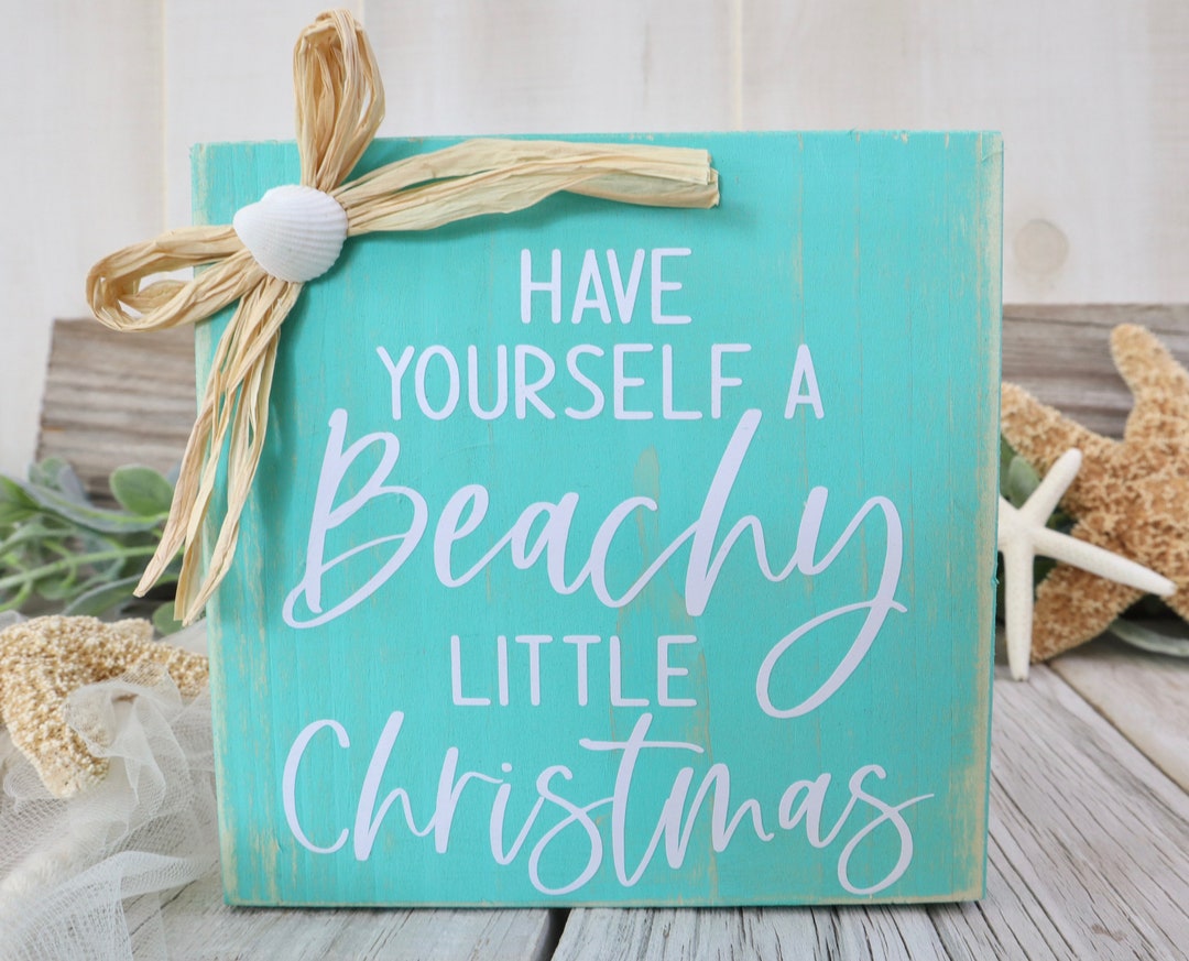 Coastal Beach Christmas Tree Sign, Tiered Tray Decoration or Shelf ...