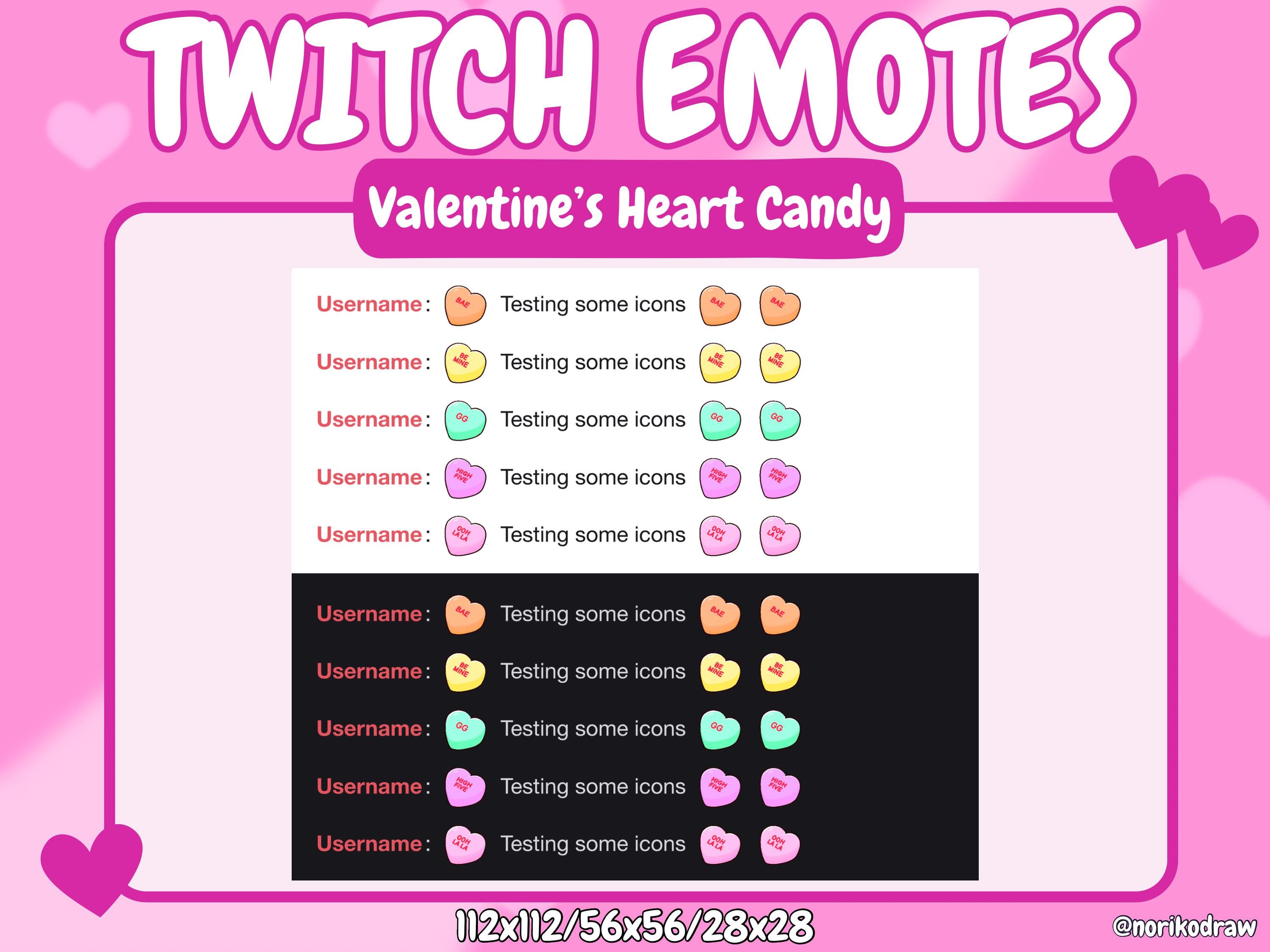 Twitch Emotes - Valentine’s Candy Hearts - Etsy