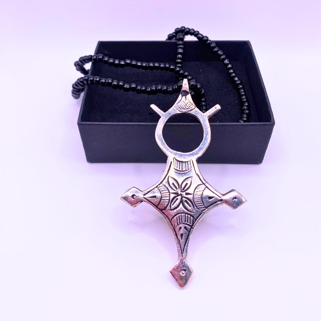 Large Handmade Berber Tuareg Cross Necklace–african Moroccan Ethnic ...