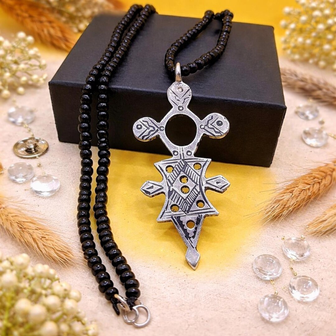 Handmade Berber Tuareg Cross Necklace Engraving,african Moroccan Ethnic ...
