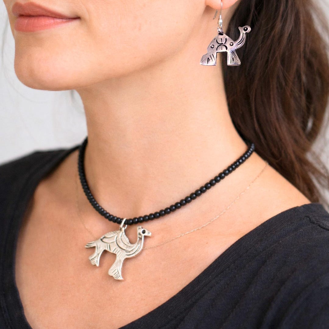 Berber Tuareg Moroccan Camel Jewelry Set – Handmade Dromedary Necklace ...