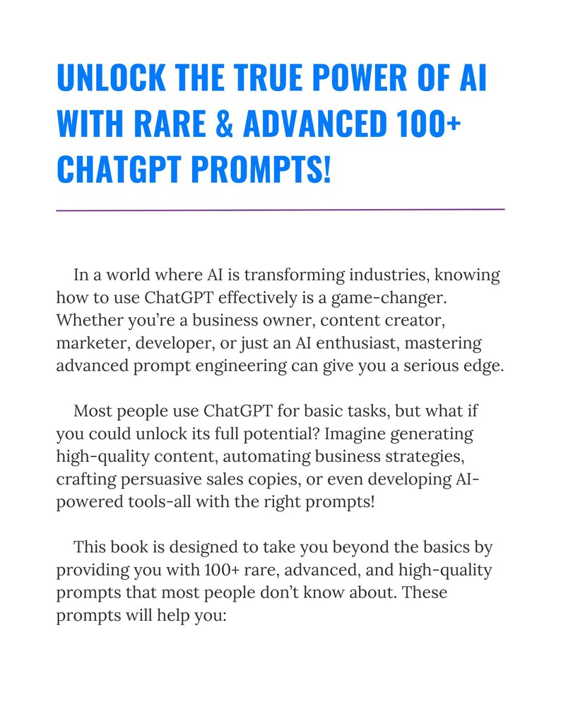 100 Chatgpt Prompts for Content Creation & AI Business Automation PDF - Etsy