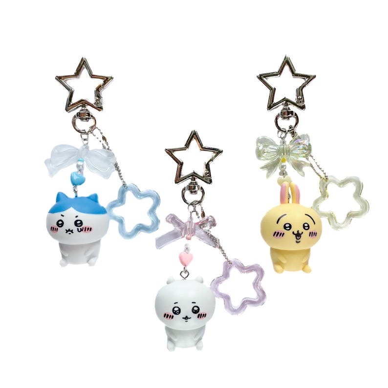 Japan Kawaii Chiikawa Usagi Hachiware Handmade Beaded Keychain - Etsy