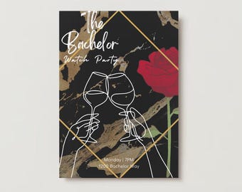 Bachelor Watch Party Invitation Canva Template - "will You Accept This ...