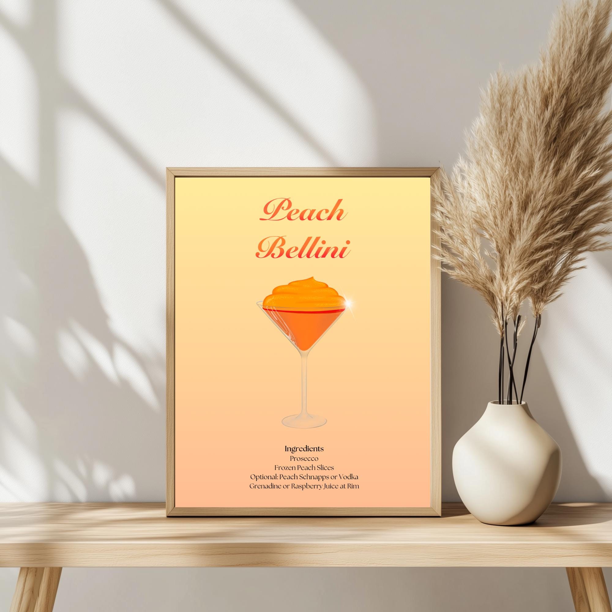 Peach Bellini Cocktail Bar Sign With Ingredients - Gradient - Etsy