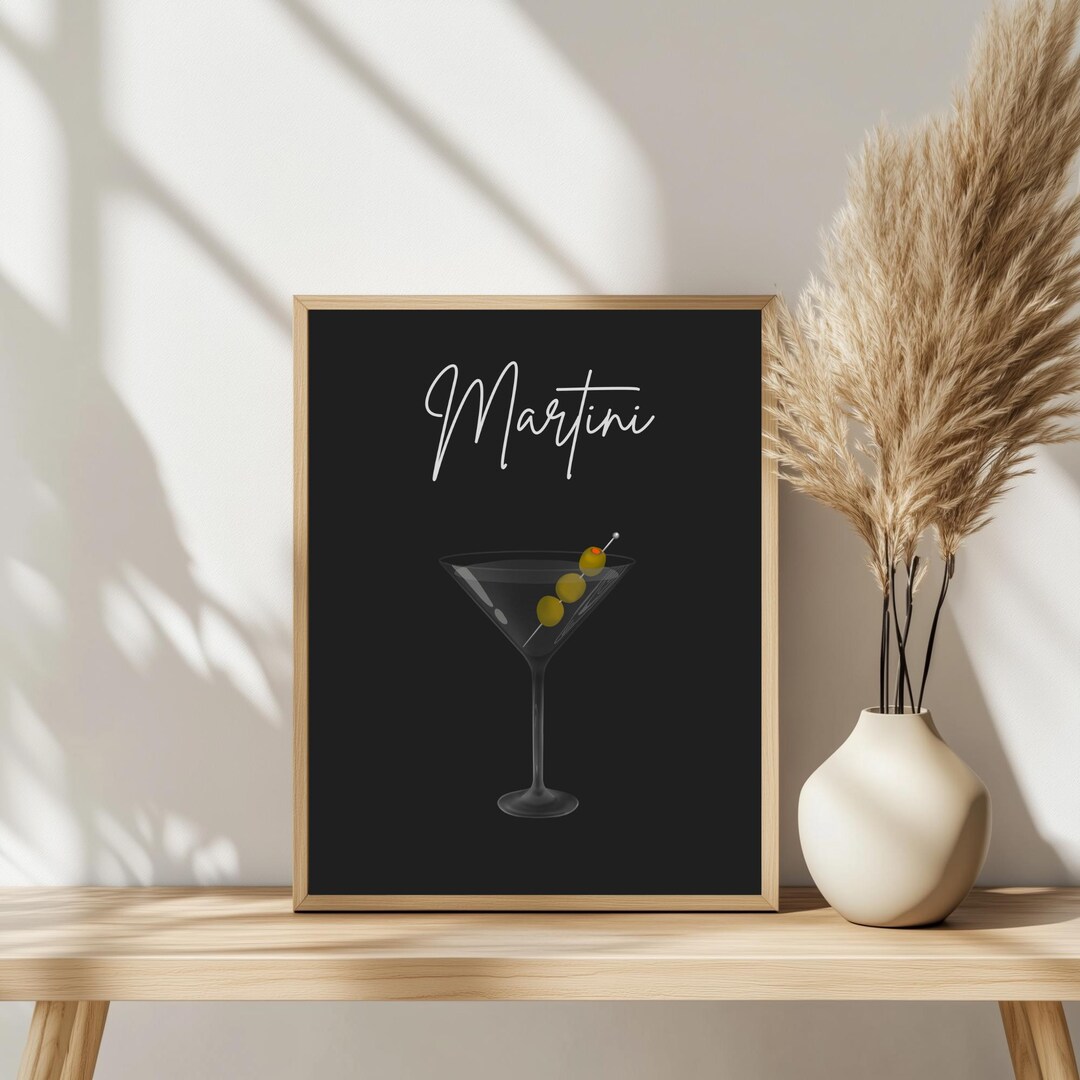 Martini Cocktail Bar Sign - Charcoal - Etsy