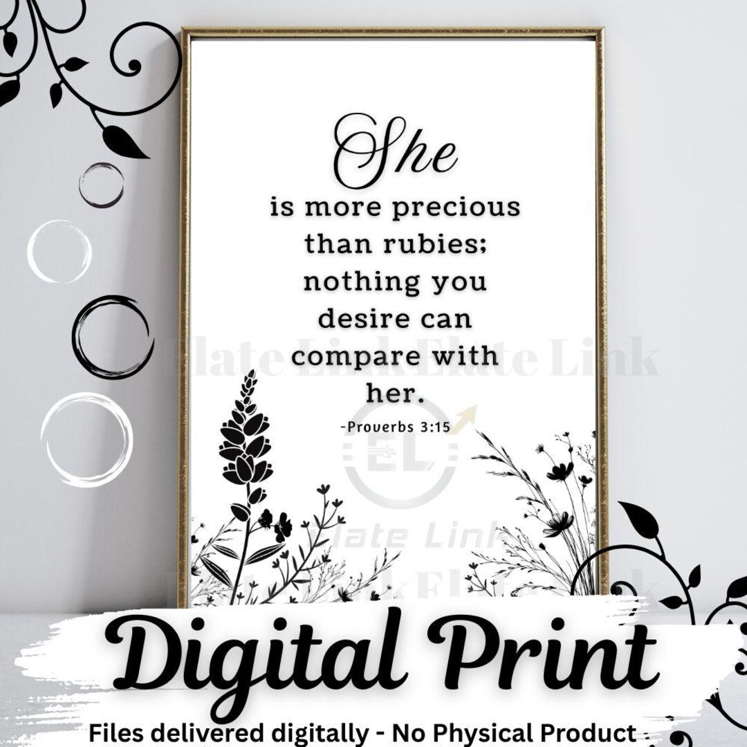 Proverbs 3:15 , She is More Precious Than Rubies, Bible Verse ( Digital ...