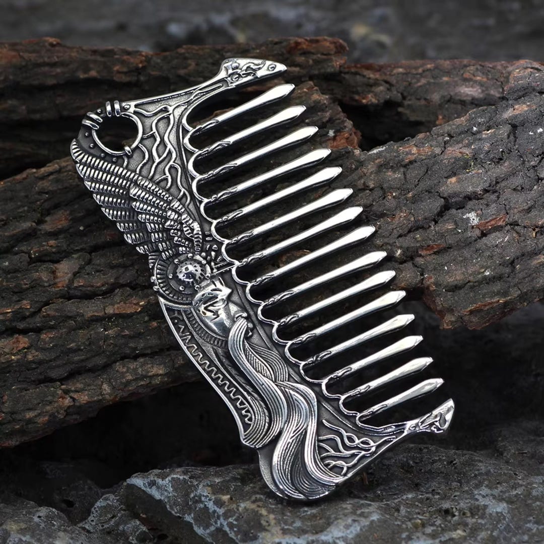 Norse Viking Beard Comb | Stainless Steel Odin Raven Mustache Comb ...