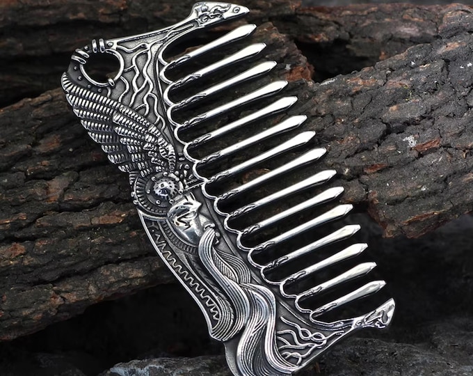 Norse Viking Beard Comb | Stainless Steel Odin Raven Mustache Comb ...
