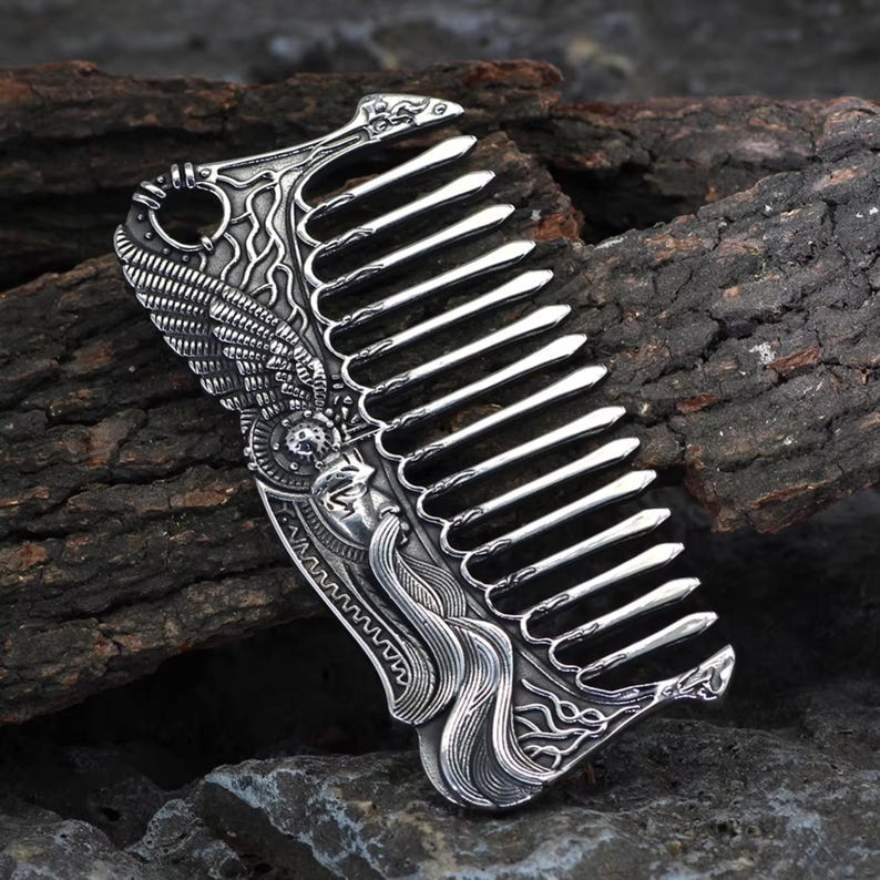 Norse Viking Beard Comb | Stainless Steel Odin Raven Mustache Comb ...