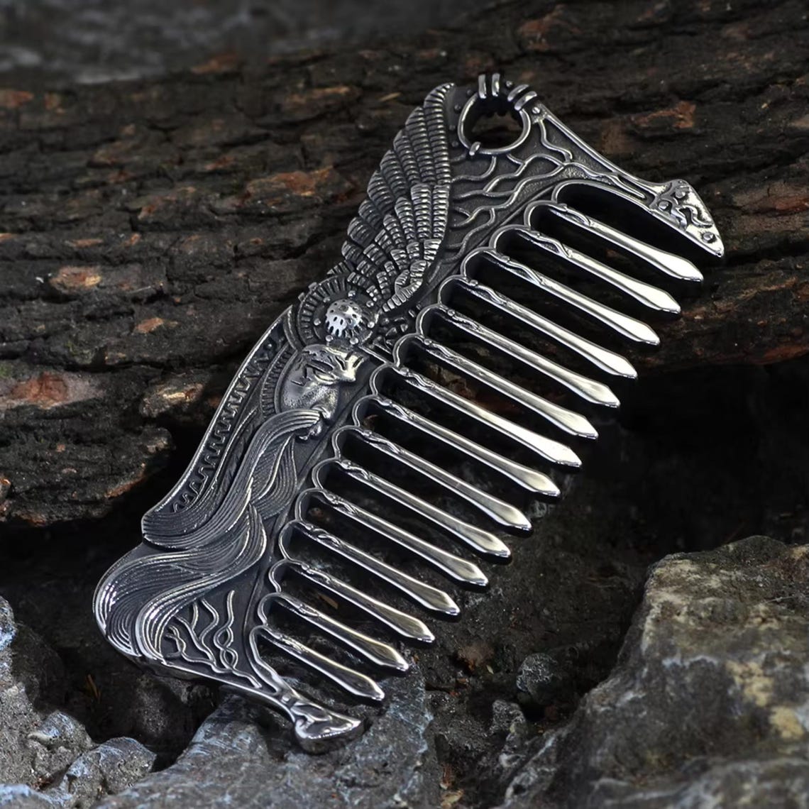 Norse Viking Beard Comb | Stainless Steel Odin Raven Mustache Comb ...