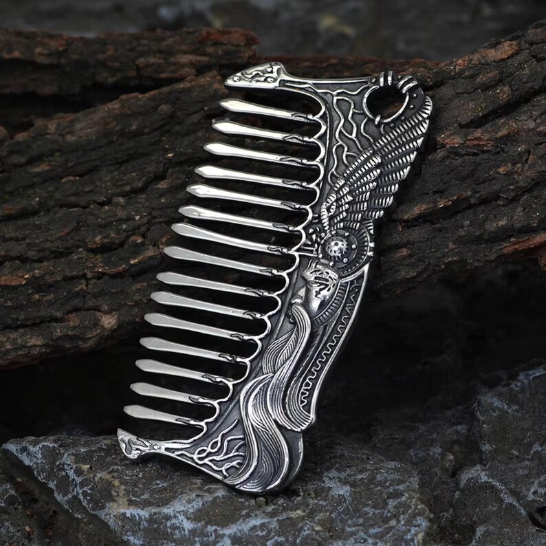 Norse Viking Beard Comb | Stainless Steel Odin Raven Mustache Comb ...