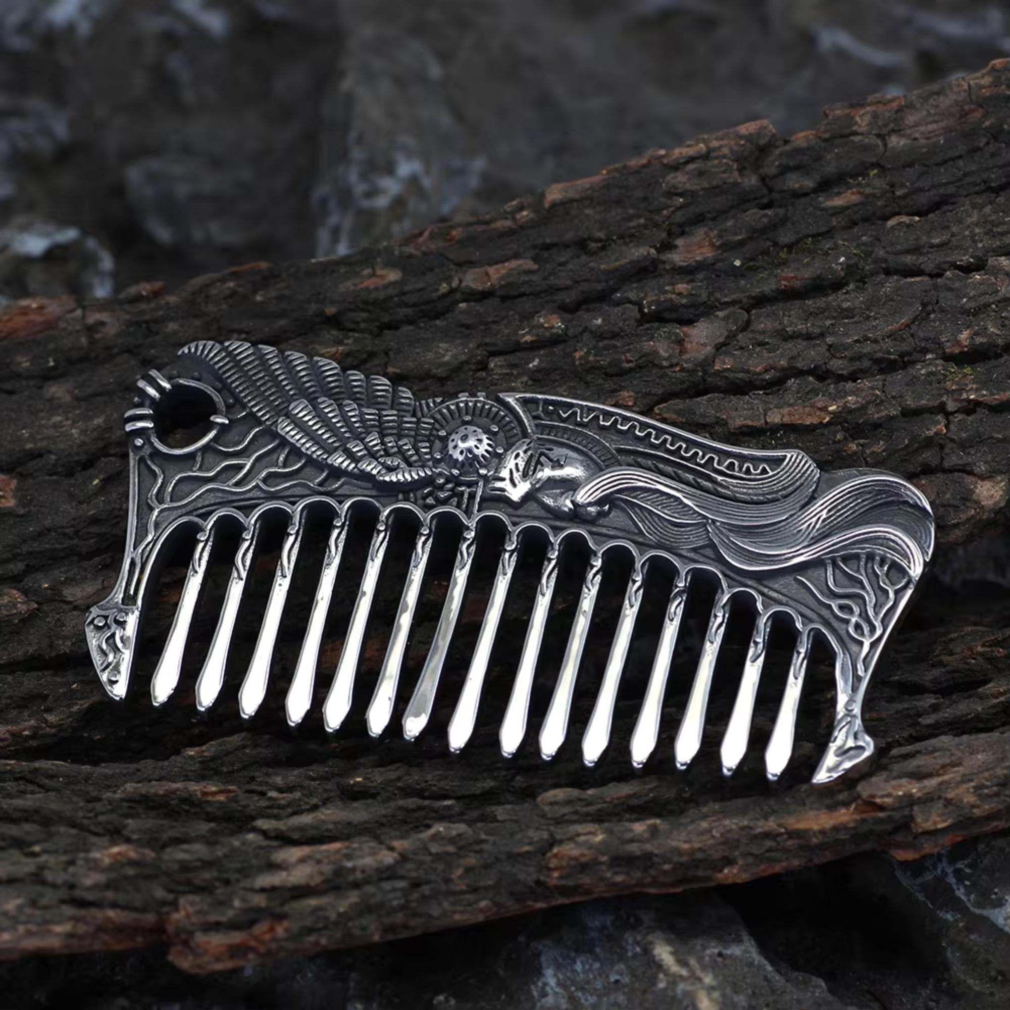 Norse Viking Beard Comb | Stainless Steel Odin Raven Mustache Comb ...