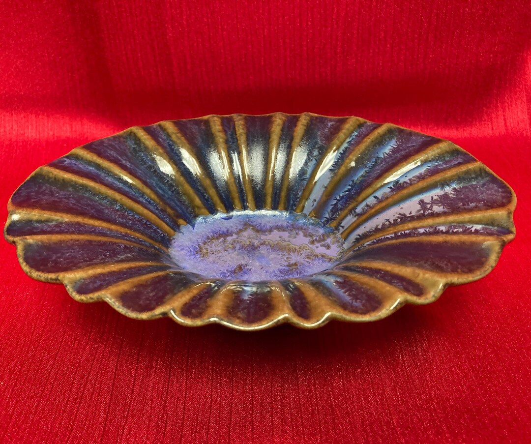 Antique Fulper Blue Oval Fluted Bowl - 7-1/2" X 5" X 2" - Etsy