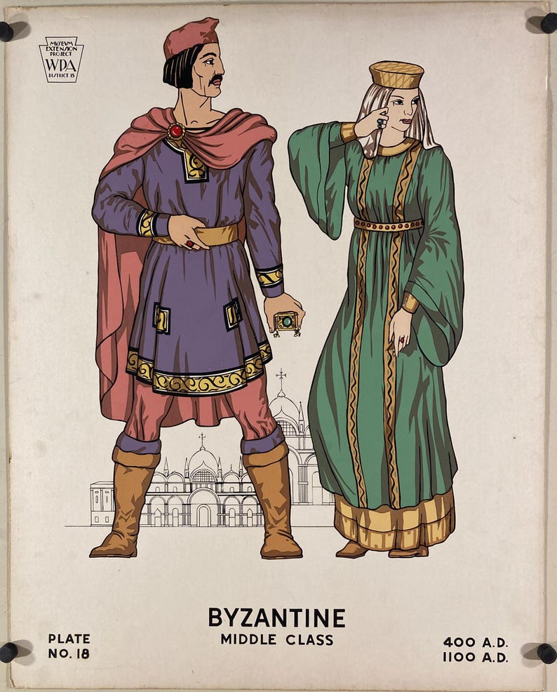 WPA Museum Extension Project: 18" X 23" Costume Drawing, Hand-colored ...