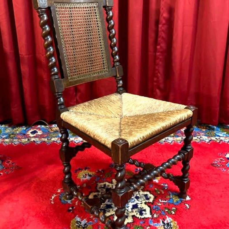 Four Antique Oak Barley Twist Chairs - Etsy