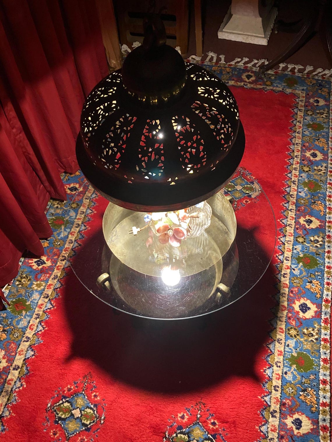 Large Brass Turkish Brazier With Cast Brass Figural Indian Chain - 2'-3 ...