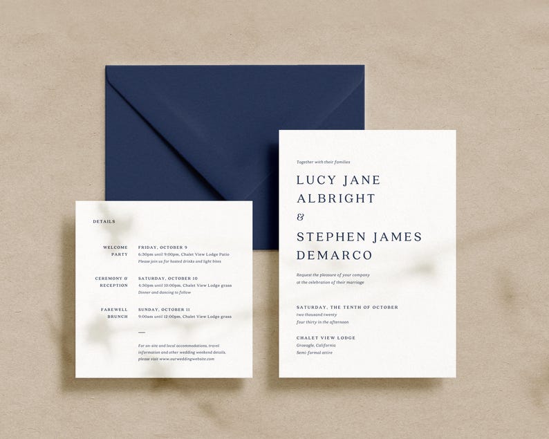 Luxury Modern Wedding Invitation Suite Template, Invitation Details ...