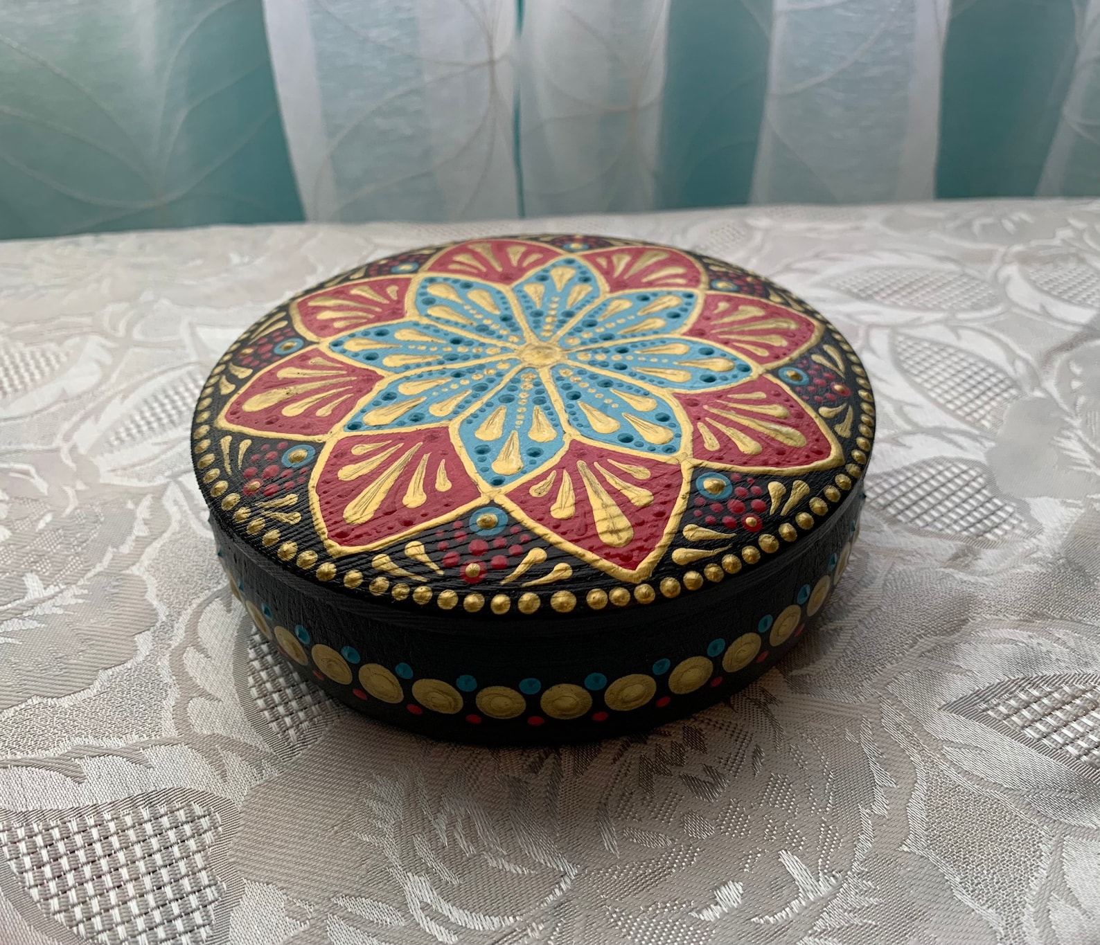 Mandala Trinket Box Wood Box Painted Box Mandala Box Dot Painted Box ...