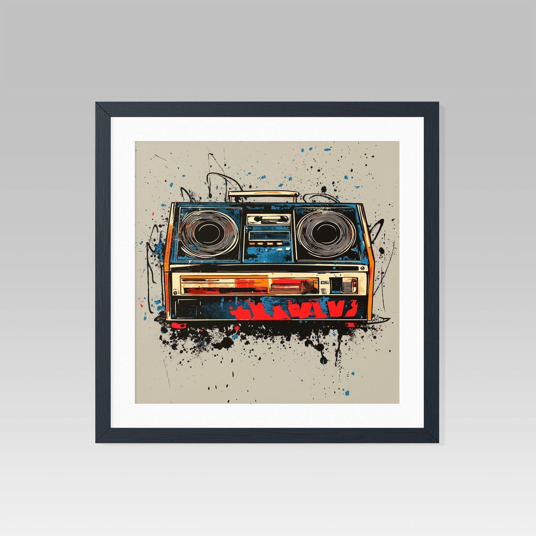 Vintage Boombox Pop Art | Colorful Digital Artwork for Modern Interiors ...