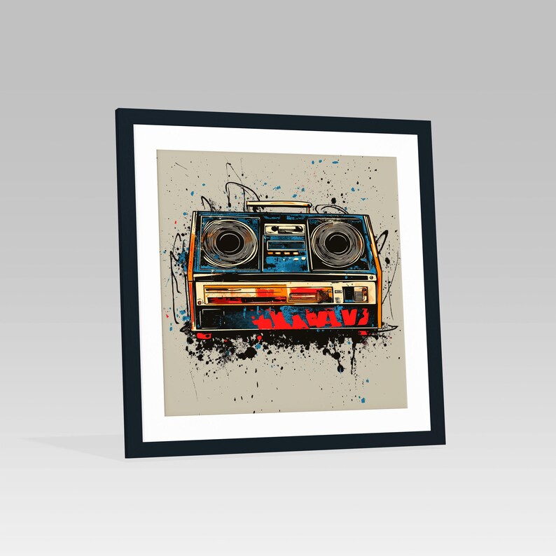Vintage Boombox Pop Art | Colorful Digital Artwork for Modern Interiors ...