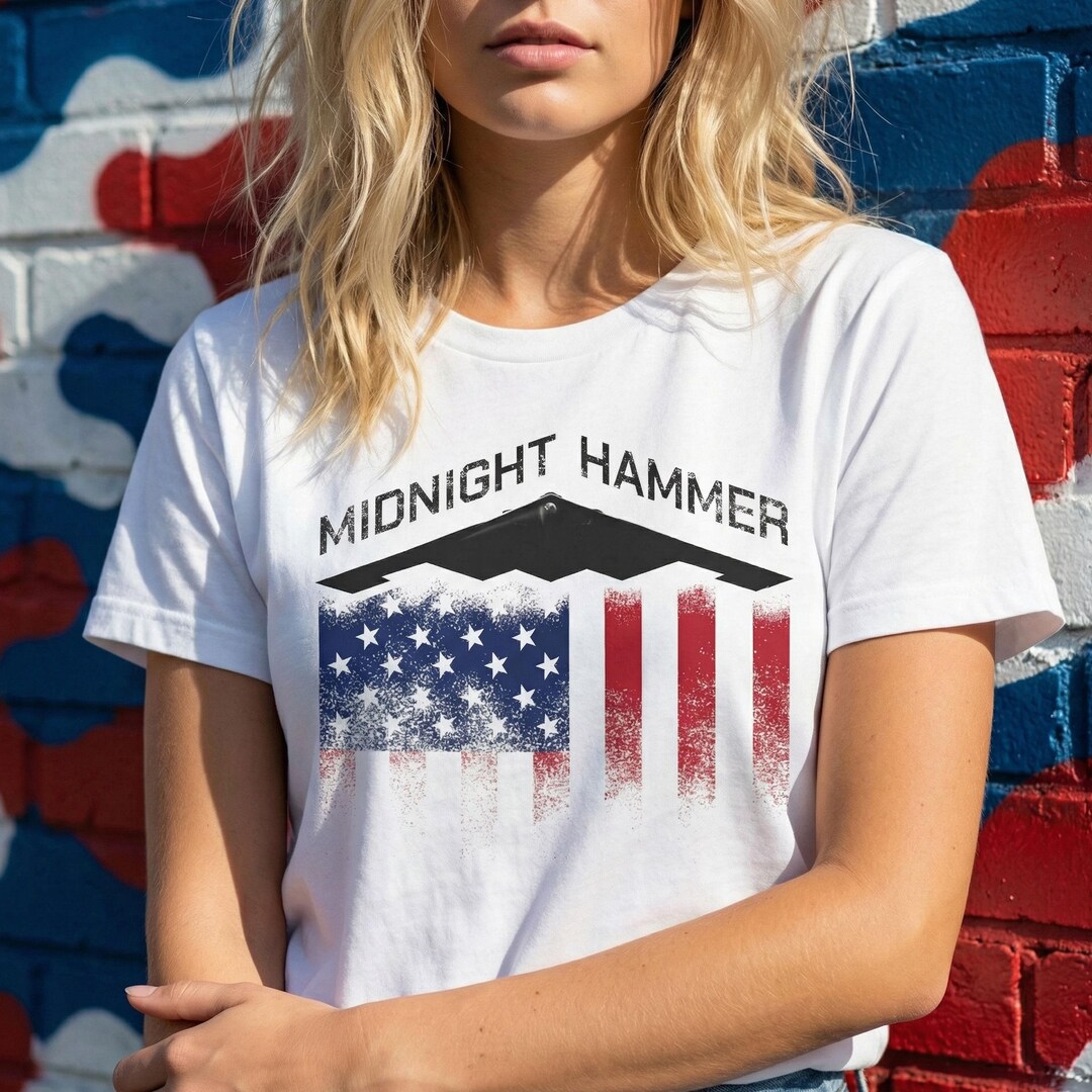 Operation Midnight Hammer B-2 Bomber T-shirt, Patriotic Stealth Graphic ...
