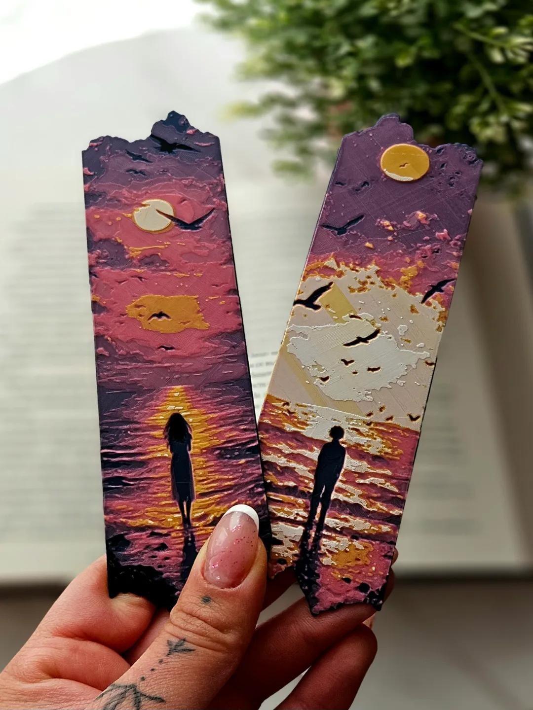 3D Printed Bookmark Set: Sunset Silhouette, Book Lover Gift - Etsy